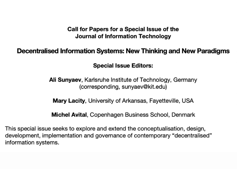 Current Special Issues - Professor Daniel Schlagwein